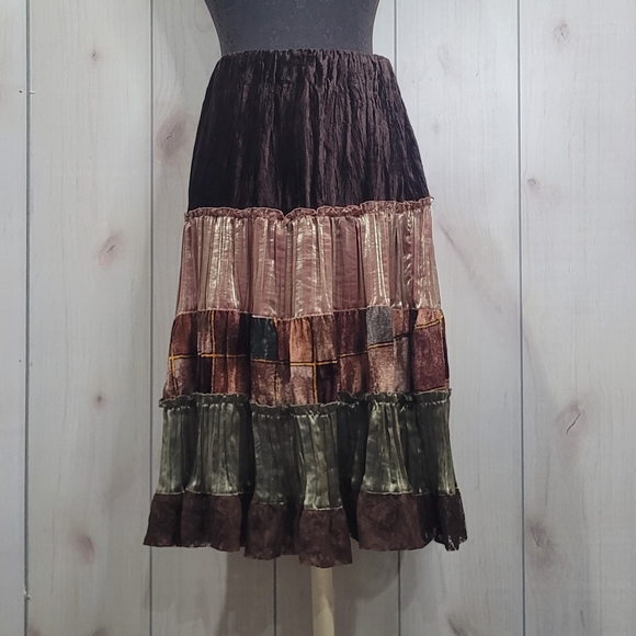 American Rag | Skirts | Vintage Velvet Patchwork Midi Skirt | Poshmark